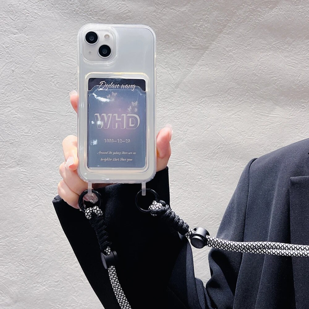 Чехол для телефона со шнурком и держателем для карт для iPhone 16, Funda iPhone 17 Pro Max 11 15 13 14 Plus 12 Air XR X Xs 7 8 SE 6S, силиконовый чехол SJS004, For iPhone 17 Pro