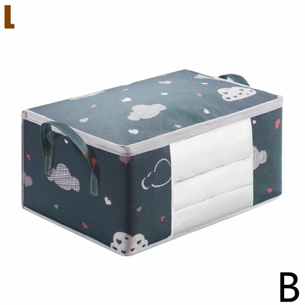 Сумка для хранения одеял - синяя/белая, размеры M/L, с молнией, складная