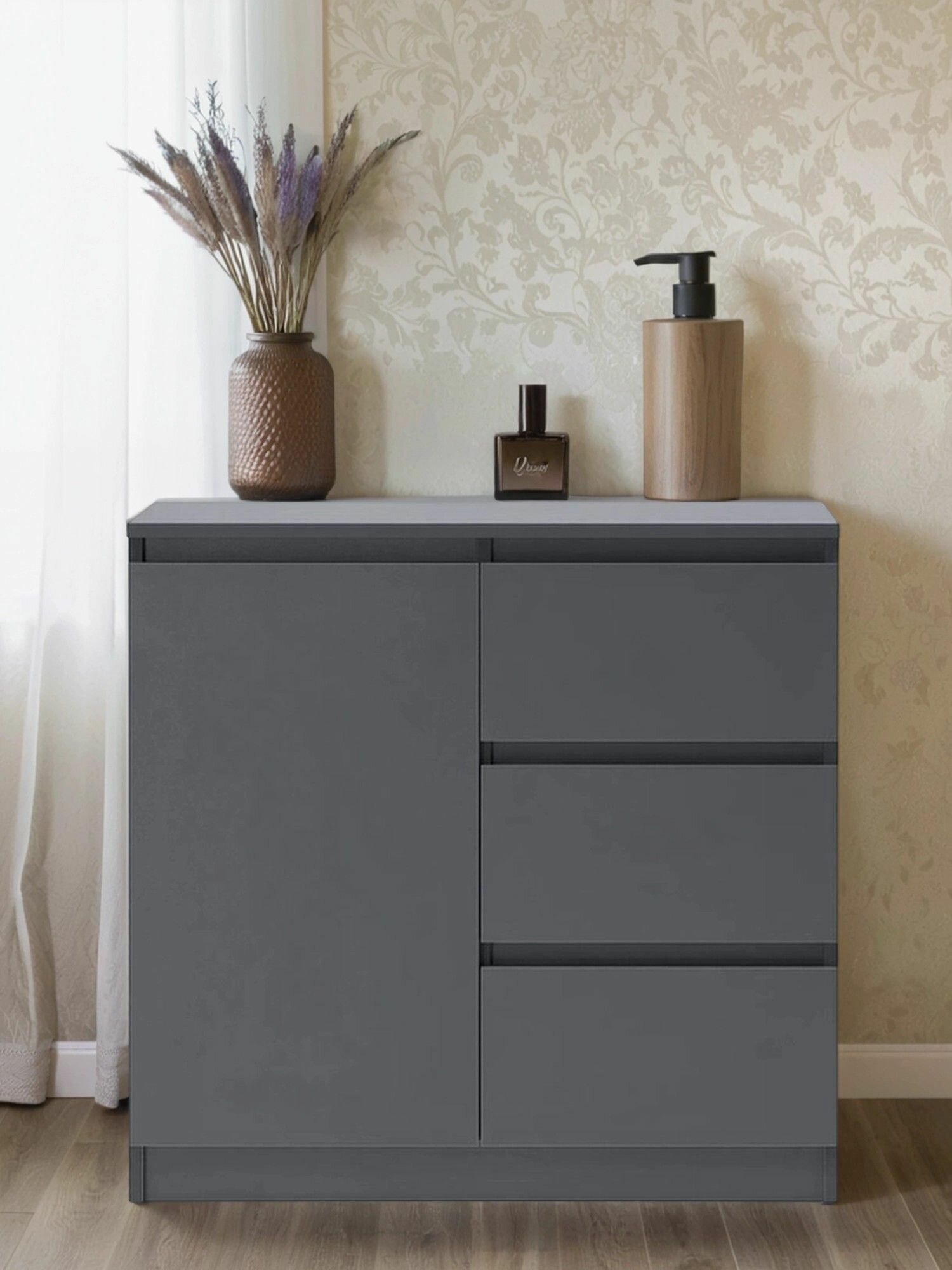 Комод Челси 800 (3 ящика+1 дверь) Графит