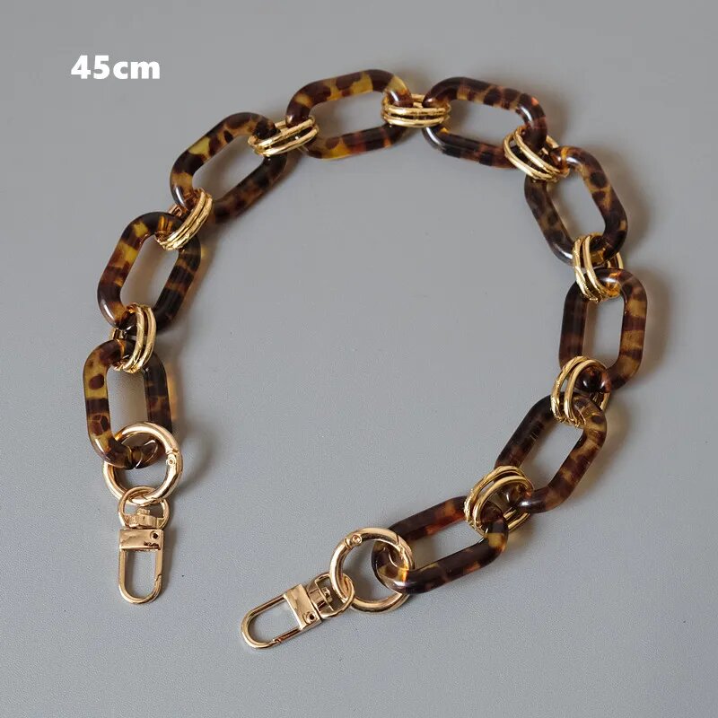 Аксессуар для сумочки Женский, цепочка с белым жемчугом из акрила и каучука, роскошный Леопардовый ремешок, милые цепочки-клатчи на плечо Leopard Print 45cm