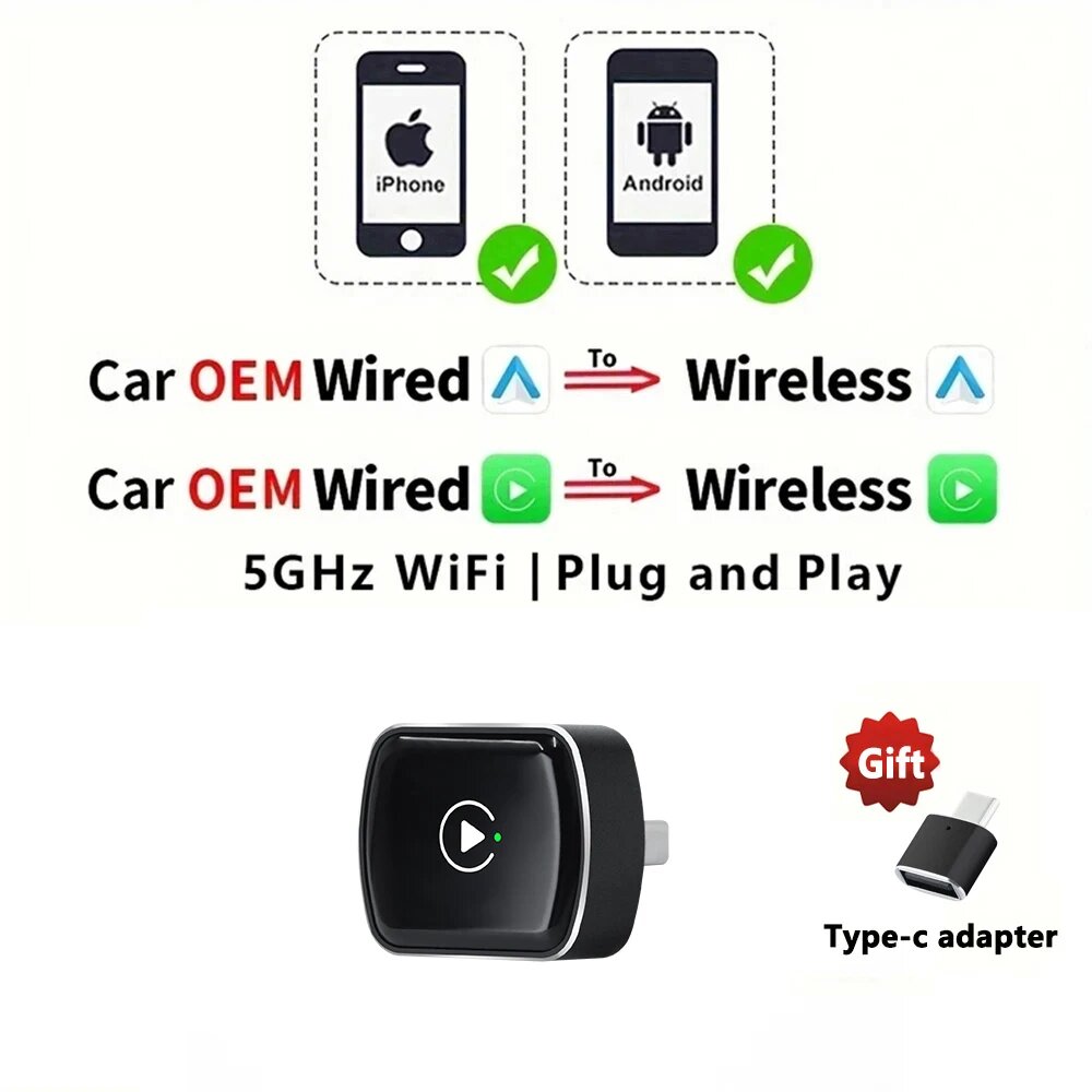 EKIY 2в1 проводной к беспроводному адаптеру CarPlay Android Auto адаптер автомобильные интеллектуальные системы AI Smart Box для автомобиля с проводным CarPlay