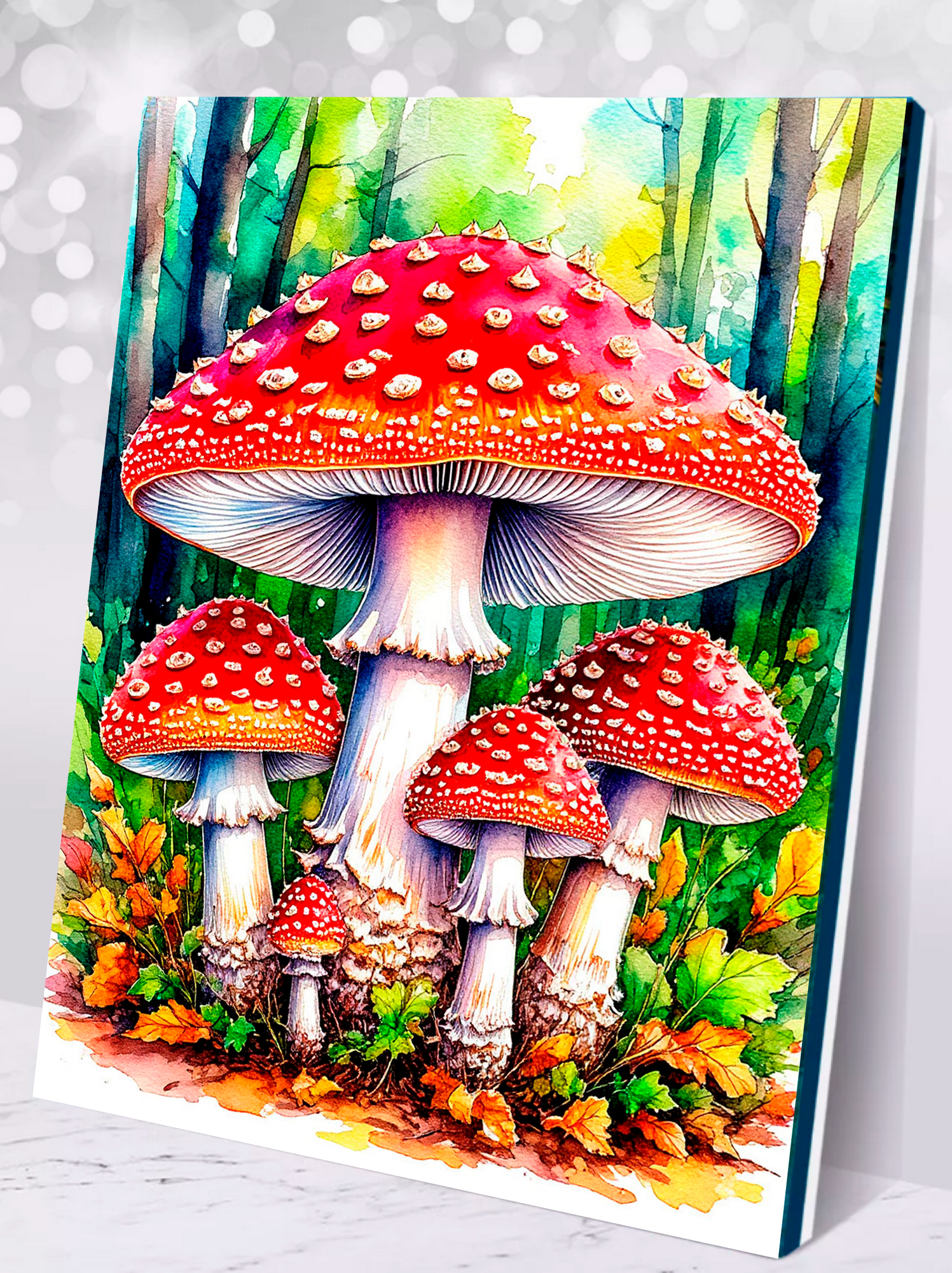 Картина на стену для интерьера Семейство мухоморов 40х50 см, холст на подрамнике, InterToys