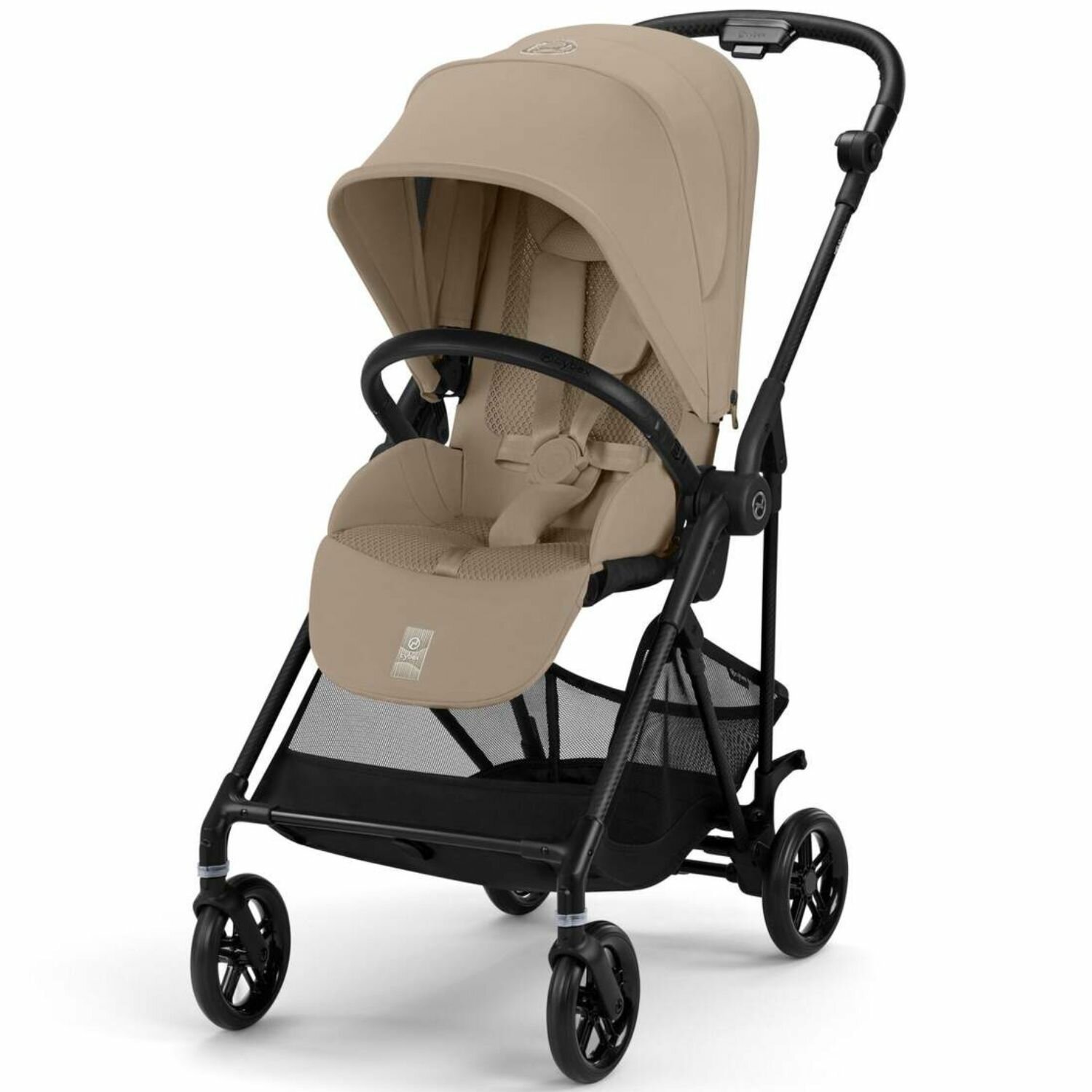 Коляска прогулочная Cybex Melio Carbon Almond Beige с дождевиком
