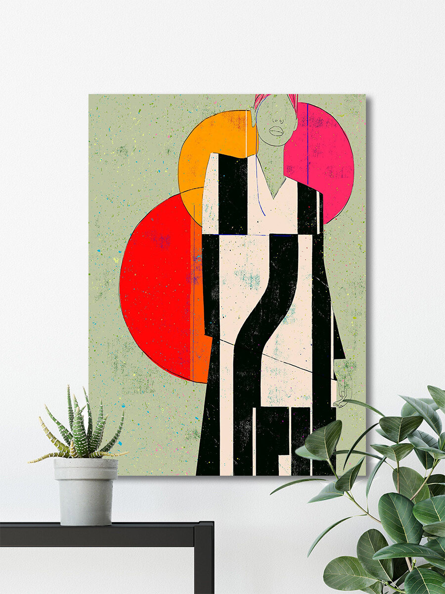 Картина силуэт / девушка - абстракция, стильная, дизайнерская картина на холсте, 50х70 см.