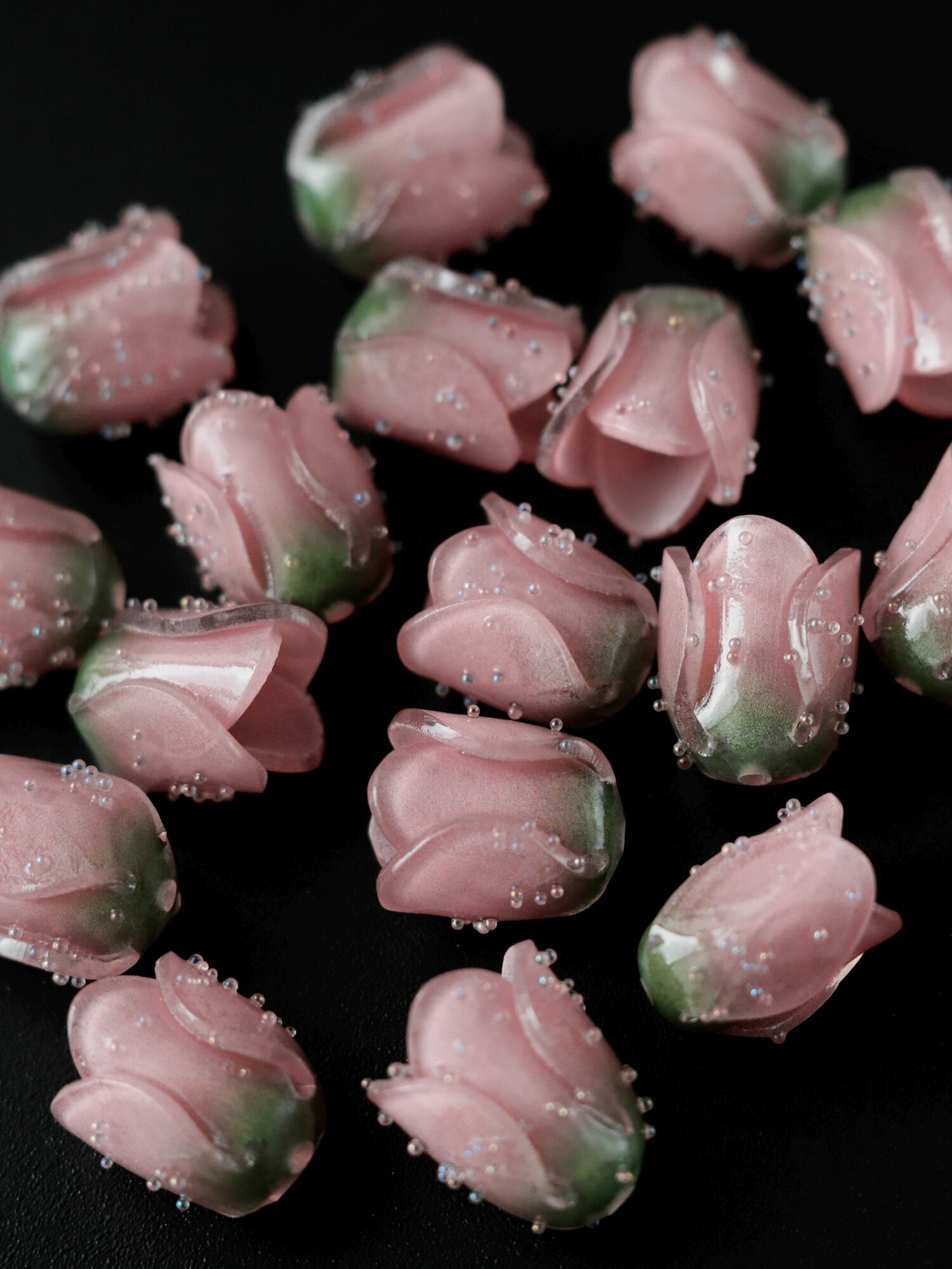 Бусины цветочки акриловые/пластиковые (2 шт.), 15x13x10 мм, цвет увядшей розы