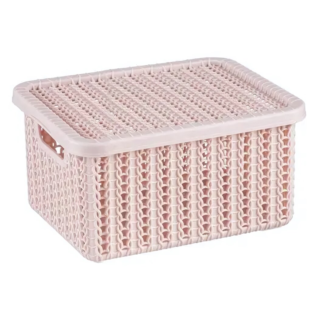 Коробка для хранения 'Вязание' 1,5л с крышкой, цвет чайная роза, 148х170мм