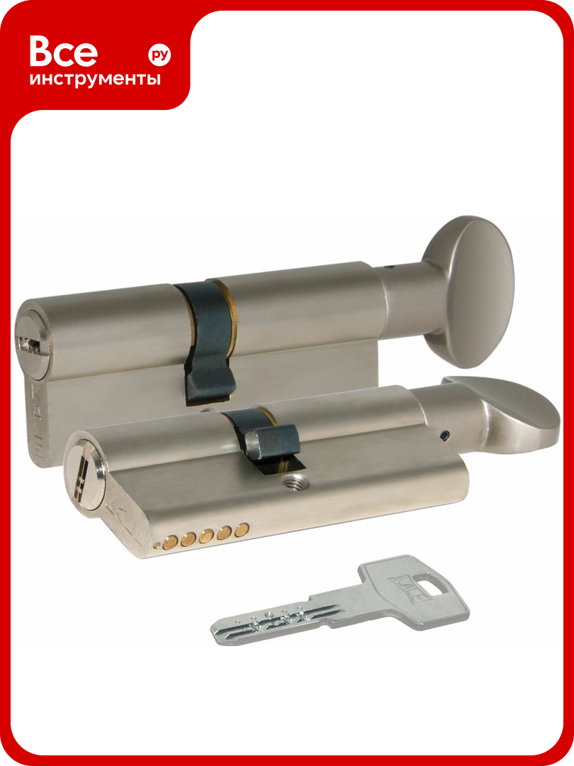 Цилиндровый механизм с вертушкой KALE KILIT 164 BM/100 мм, никель, 5 кл. 7714
