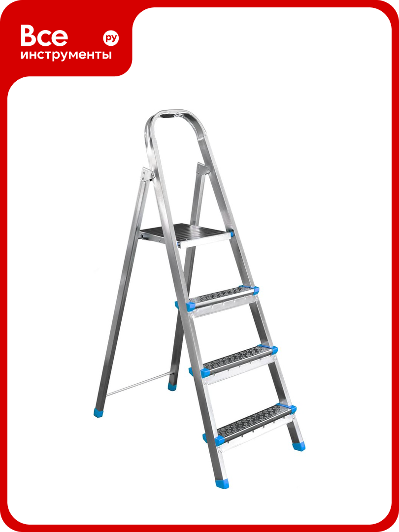 Стальная оцинкованная стремянка Perilla 4 ступени ярус 122204, пластиковая, защищенная