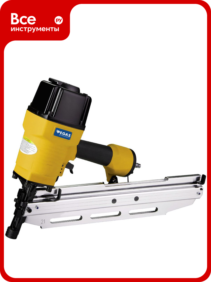 Гвоздезабивной пневматический реечный пистолет Pegas pneumatic RHF9021 1019, для труднодоступных мест