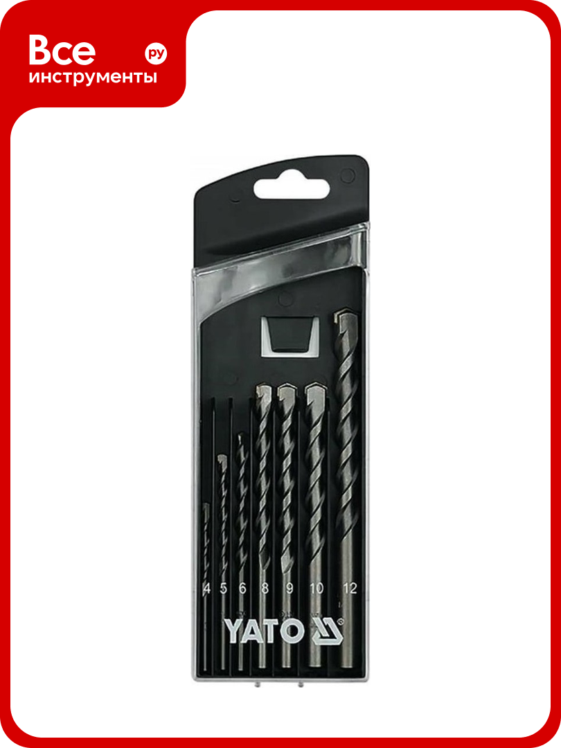Сверла по бетону YATO 4-12мм 7 шт. YT-4390 092 1, из долговечного, сверления в граните