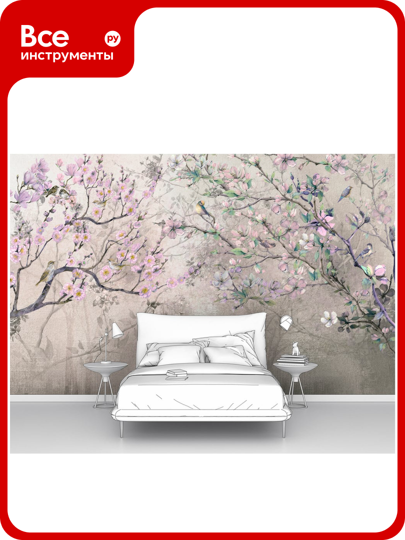 Фотообои, ШxВ, дерево "Живописные ветки деревьев" 300x190 ШxВ ООО Первое ателье pw98645-3, 210 г