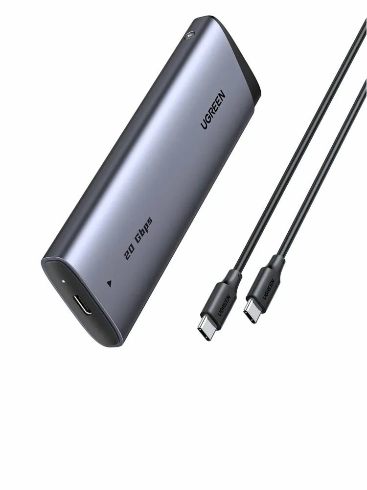 Бокс внешний для жесткого диска UGREEN CM767 (55150) M.2 NVMe / SATA SSD Enclosure 20Gbps. Цвет: серый космос.