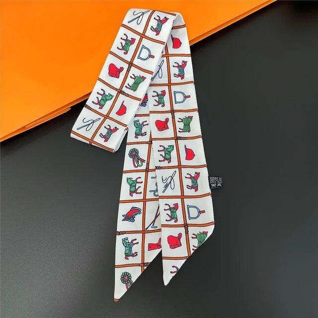 2025 брендовый дизайнерский шелковый шарф, роскошный модный шарф, Женский фуляр, Узкая сумка, шарфы, шейный платок, повязка на голову