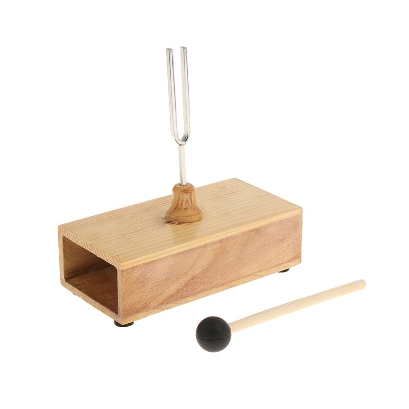 Вибрационный Экспериментальный Инструмент с Камертоном частотой 512 Гц с Деревянной Резонаторной Коробкой и Колотушками Набор Для Обучения Музыке с Камертоном
