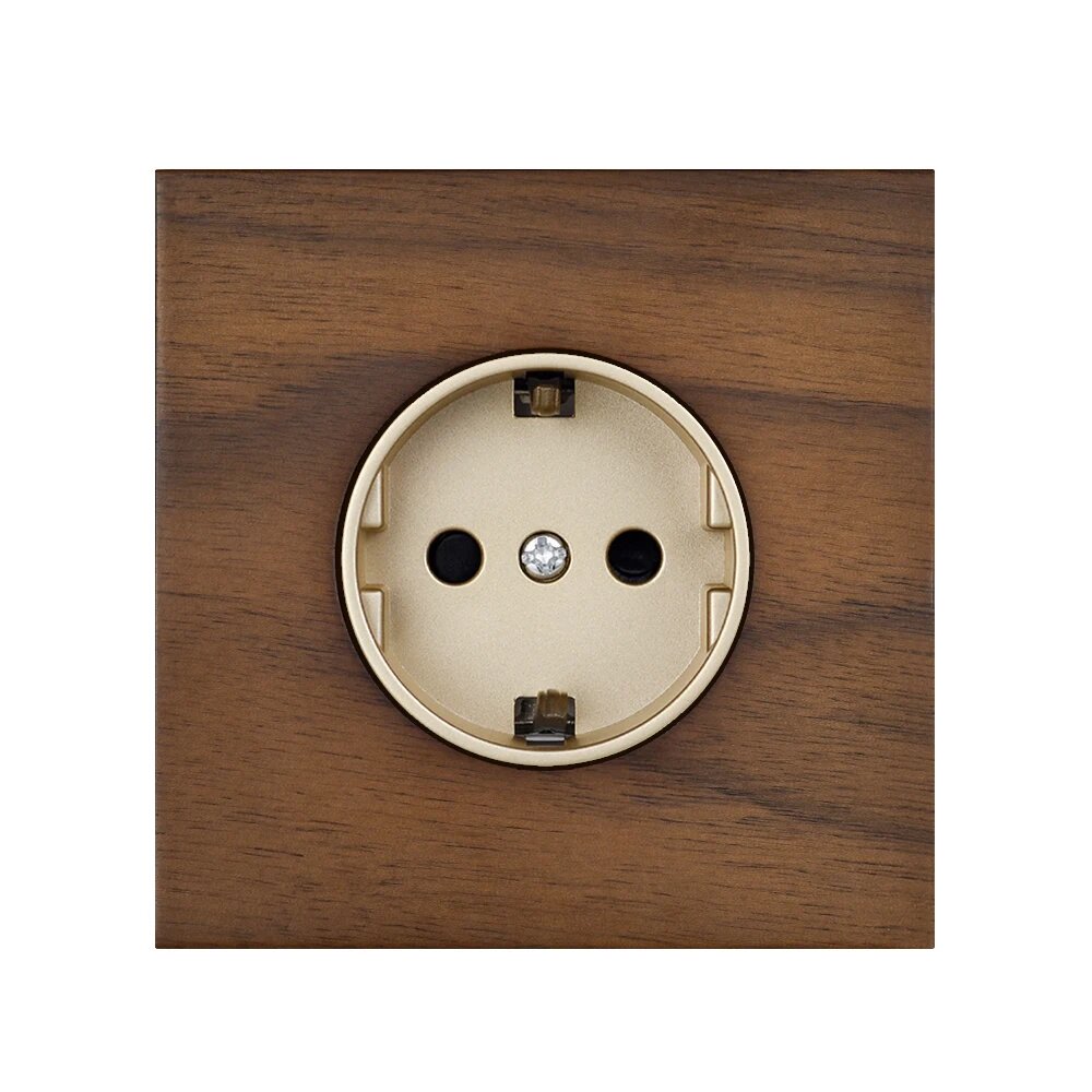 SRAN коричневая деревянная розетка 220В 16А Golden EU