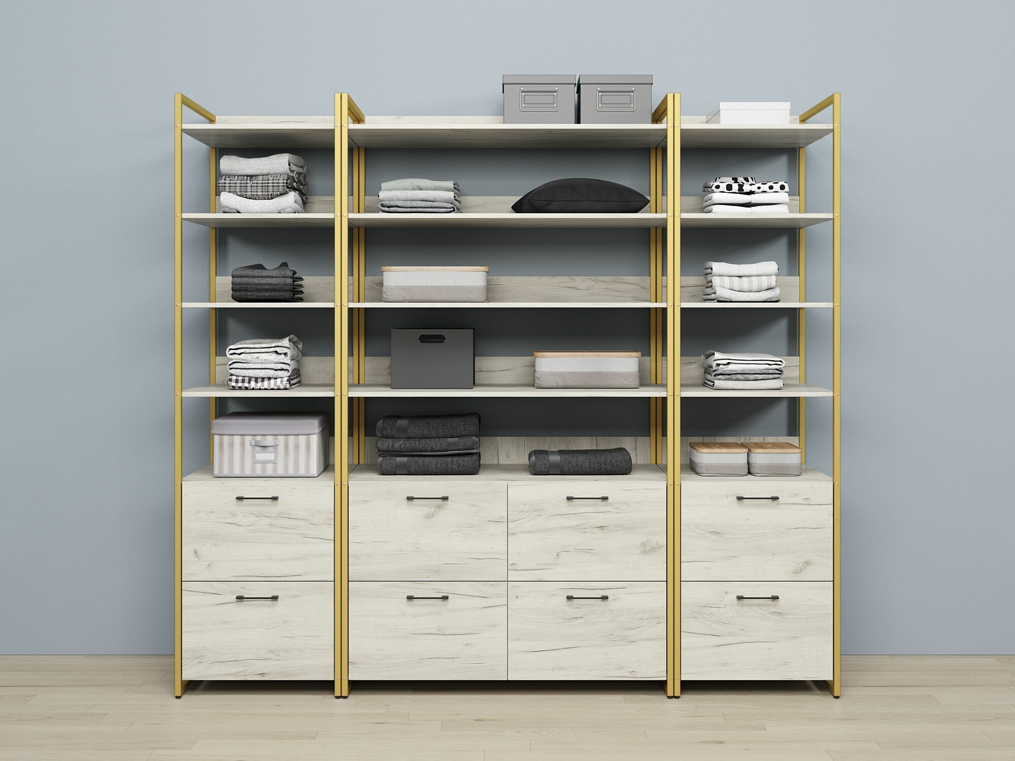 Гардеробная система Urban Лофт 05 Золотой/Дуб крафт белый