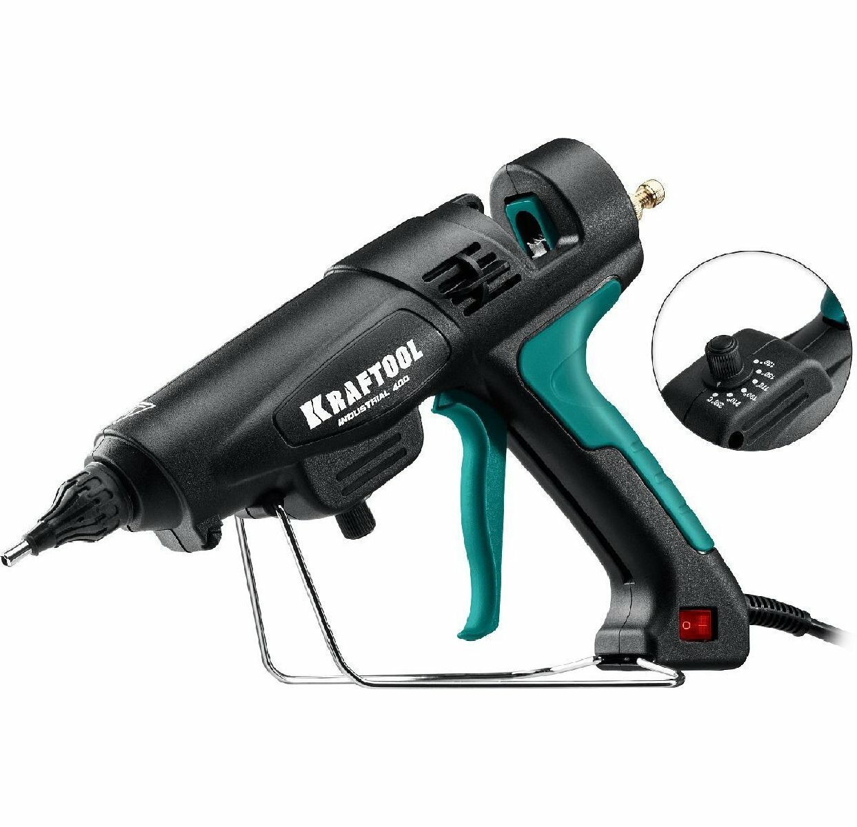 Пистолет термоклеевой электрический KRAFTOOL Industrial 400 Вт диаметр стержня 12 мм выход клея 50 г/мин регулятор температуры 130-230°С