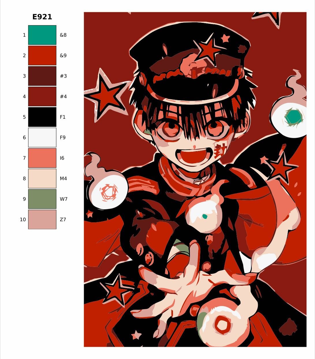 Детская Картина по номерам E921 "Аниме туалетный мальчик Ханако" 20x30