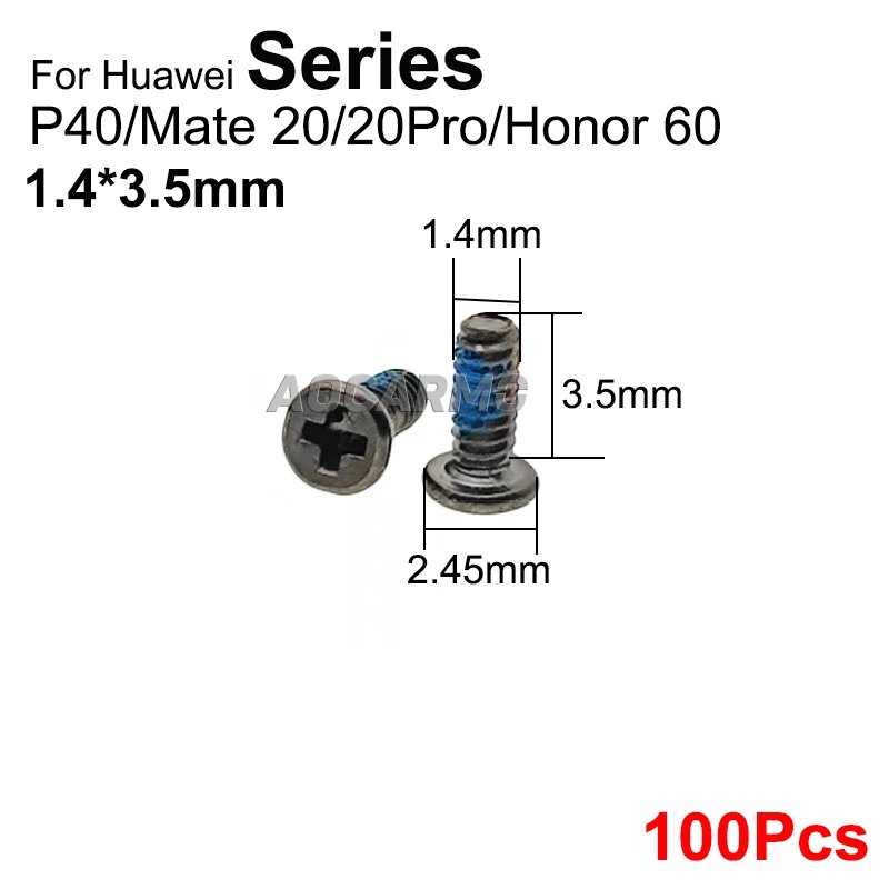 100 шт./лот 1,4x3,5 мм крестообразные винты с плоской головкой, замена для Huawei P40 Mate 20 20Pro Honor 60 Series