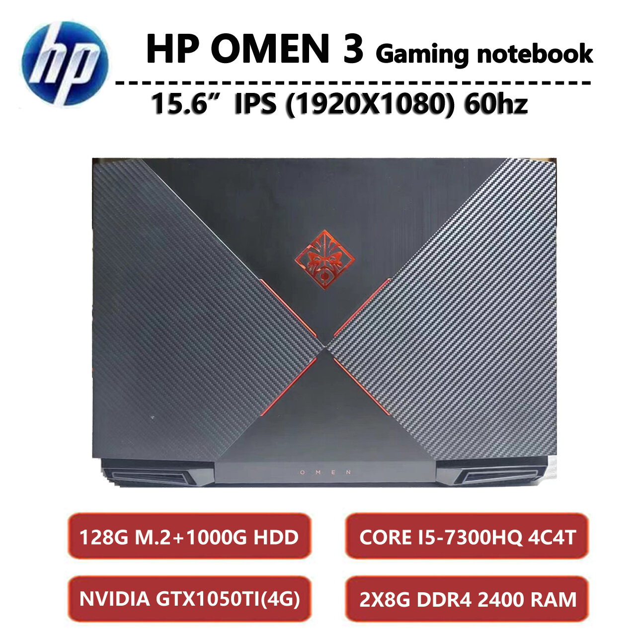Подержанный ноутбук 15.6" HP Shadow Genie 3 Game Book / HP OMEN 3 ( CORE i5-7300HQ CPU+2X8GB DDR4 2400+128GB M.2 NGFF SSD+1000G HDD+NVIDIA GTX1050TI 4G+Intel HD Graphics 630+1920X1080 IPS) Win 10 pro
