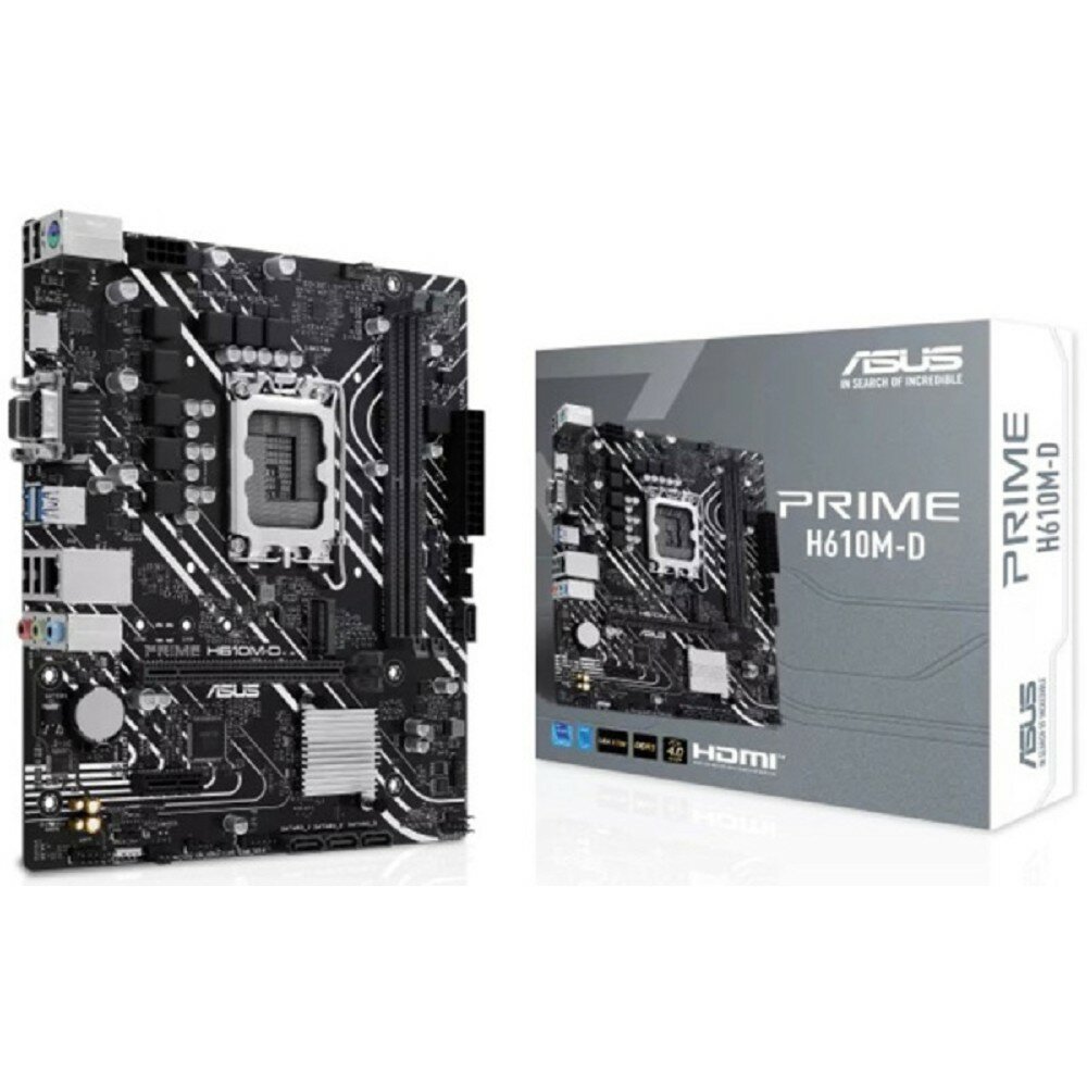 Материнская плата ASUS PRIME H610M-D, LGA1700, mATX, 2xDDR5, VGA, HDMI, COM, M.2, LAN 1Gb