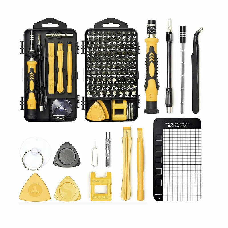 Набор отверток и бит для ремонта электроники, 115 в 1, черный