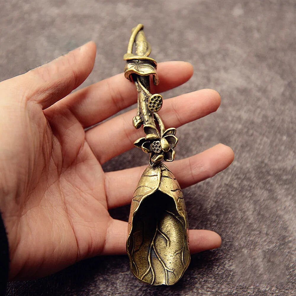 Ложка чайная медная в форме лотоса, ручной работы, для чая, 1 шт