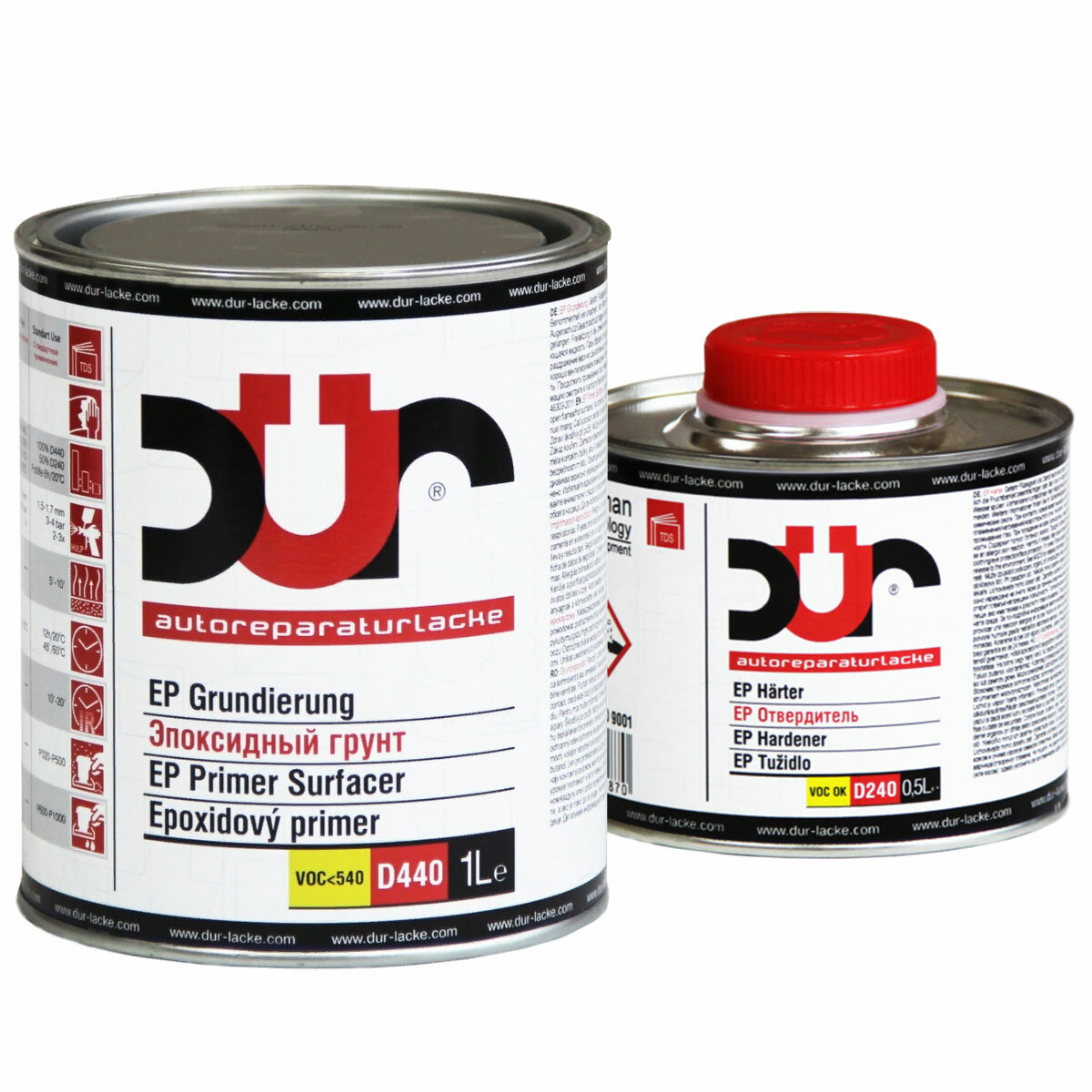 Грунт эпоксидный 2+1 серый с отвердителем DUR (1л+0,5л)