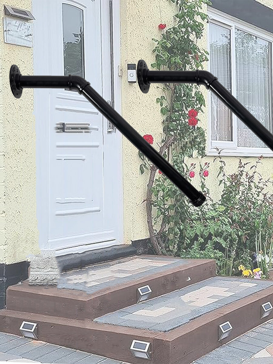 Перила для крыльца, металлические поручни, наружная защита, черные трубы