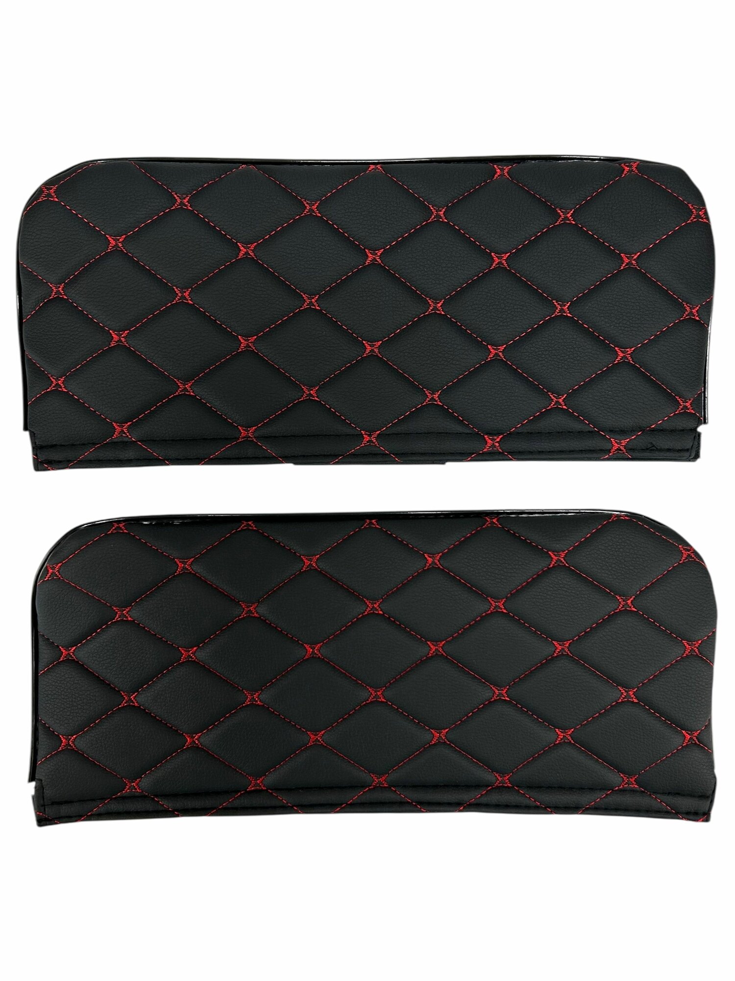 Чехлы на козырьки УАЗ 469, Хантер, 452 Буханка черный ромб / красная прострочка