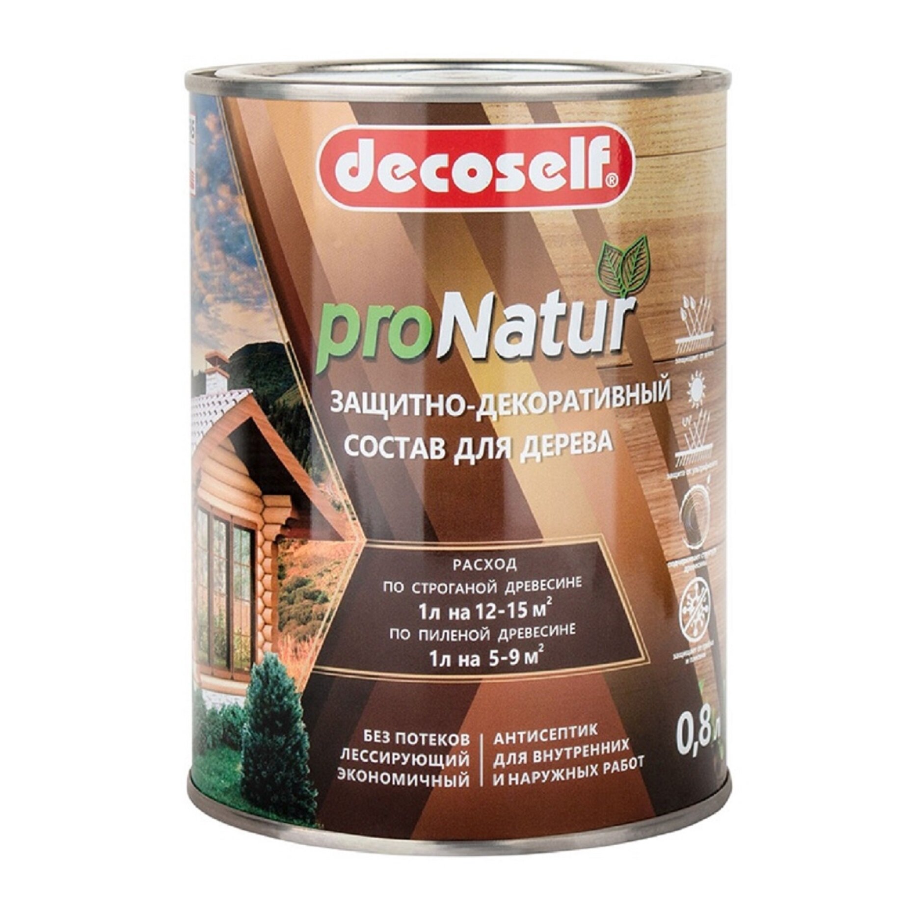 Декоселф декоративная пропитка по дереву белая, лессирующая (0,8л)