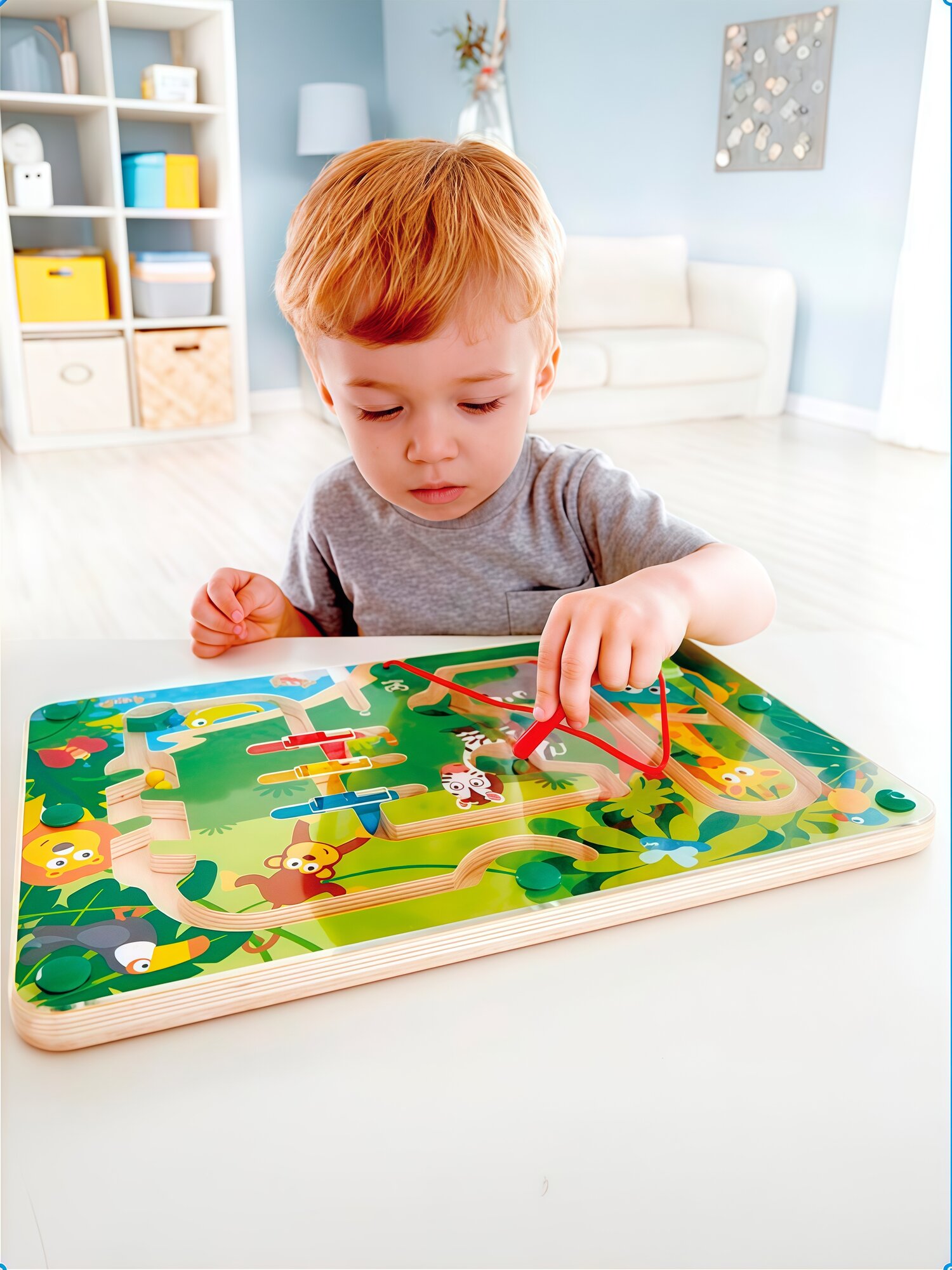 Детский магнитный лабиринт с шариком Hape "Джунгли", учим цвета и животных E1714_HP