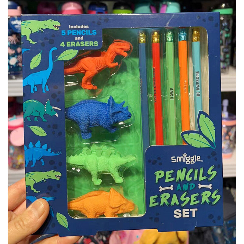 Набор ластиков "Smiggle", для карандашей, с острыми рогами, №6, зеленый, Австралия