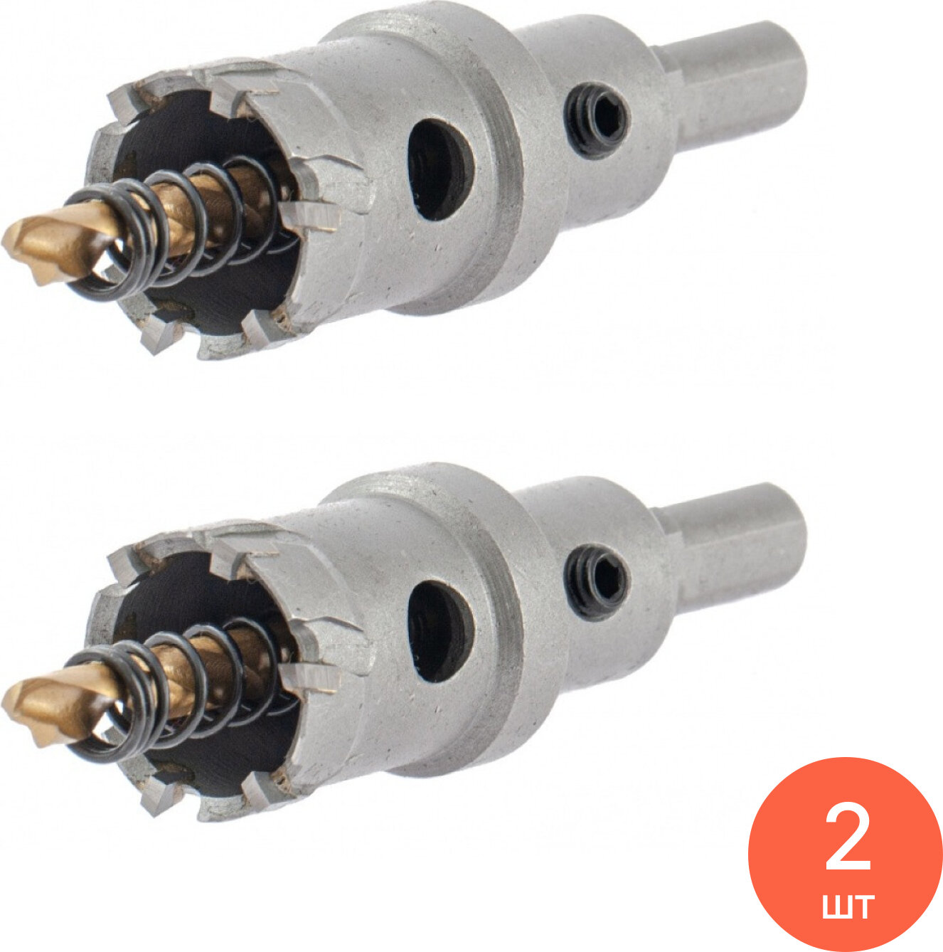 Коронка твердосплавная Denzel / Дензел по металлу, дереву, пластику, из углеродистой стали, шестигранный хвостовик, 25мм / инструменты (комплект из 2 шт)