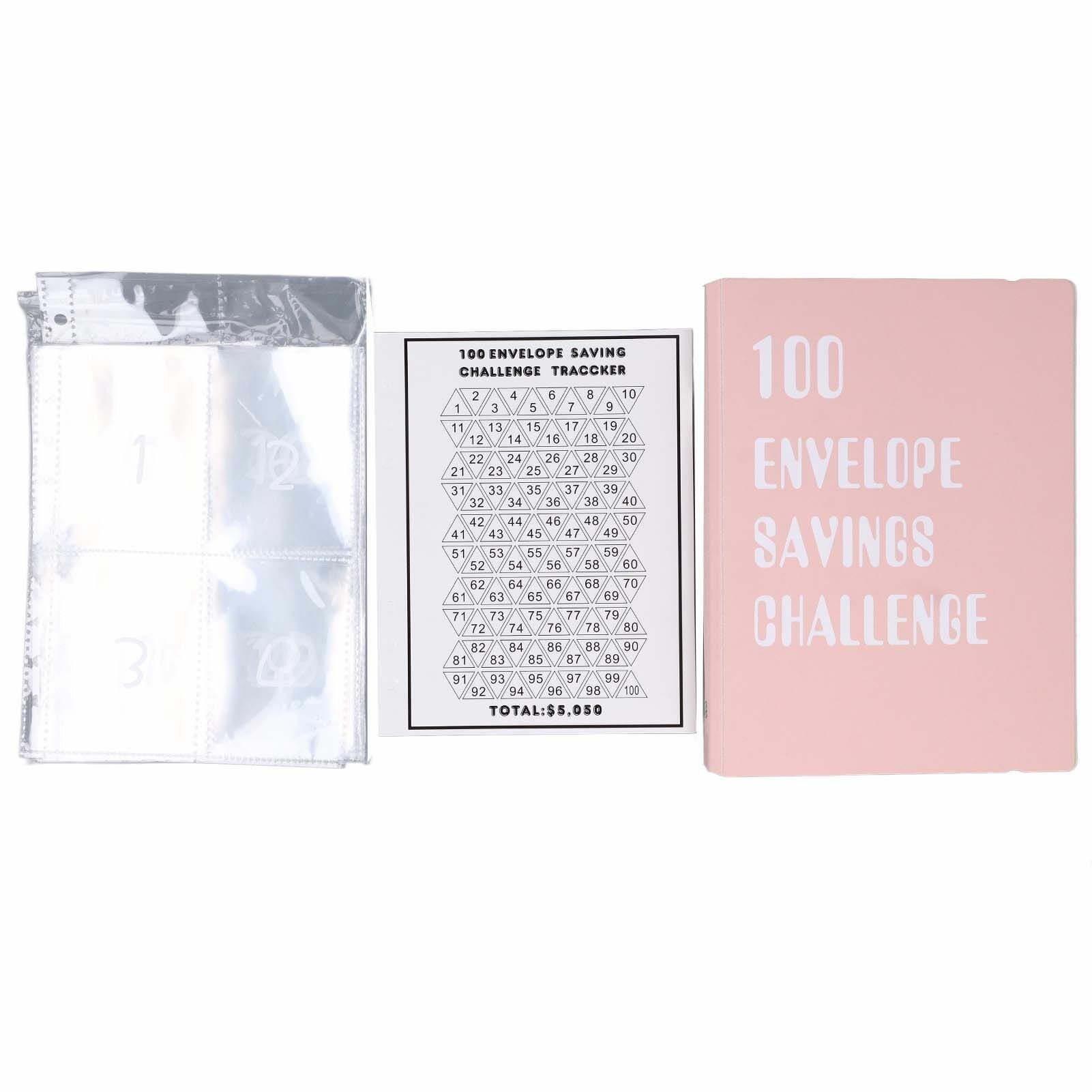 100 конвертов, папка-регистратор формата А5 для экономии денег, прозрачная многоразовая книга-органайзер для управления финансами Roseate