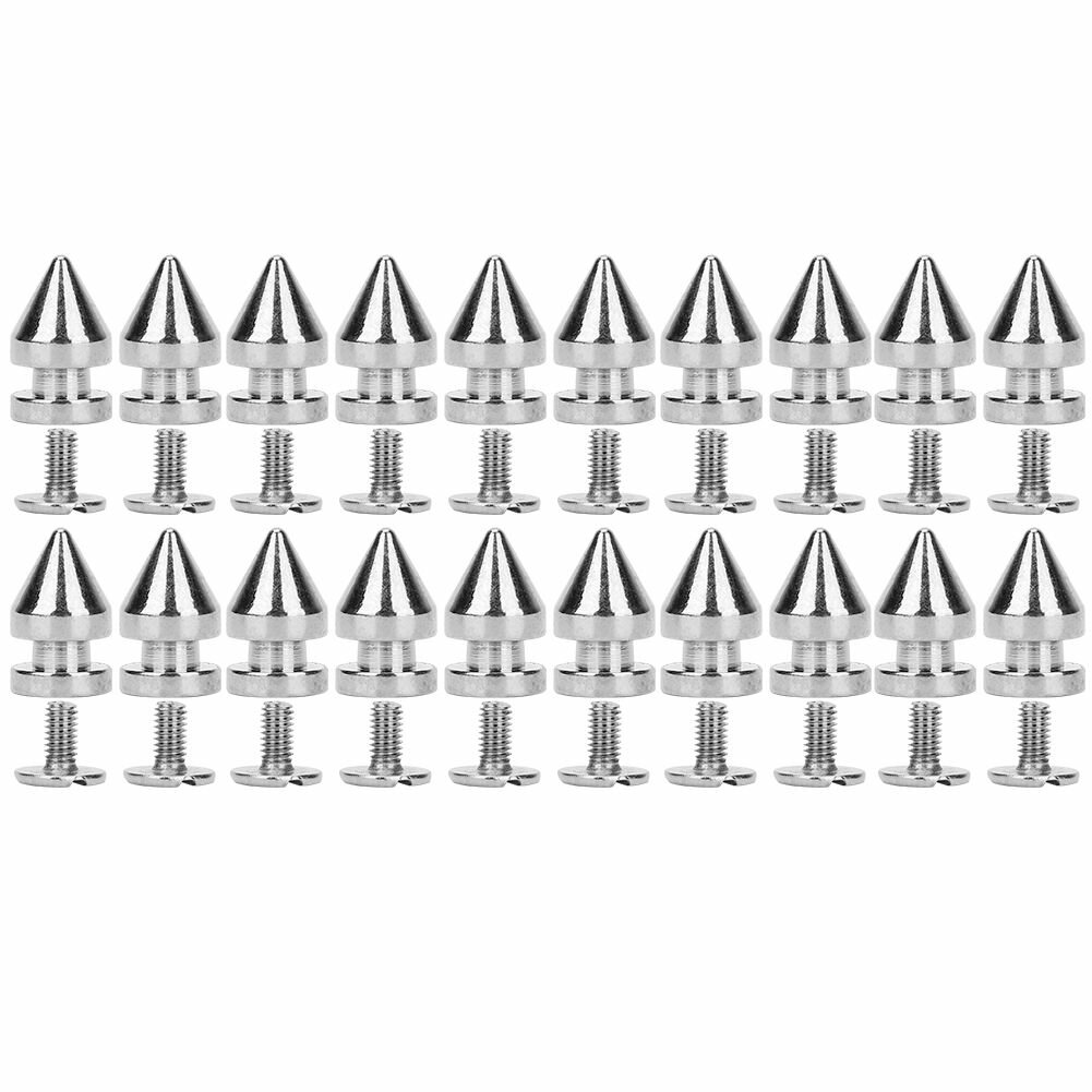 20 шт. 8x13,5 мм металлические заклепки-шипы в форме пуль для кожевенного ремесла, декора одежды и обуви, серебряные прочные аксессуары