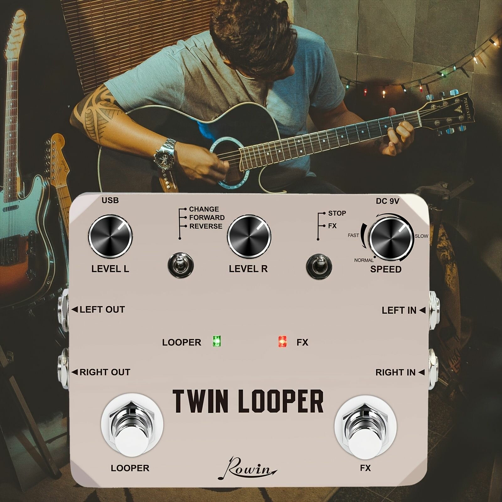 Twin Looper Двойной Лупер с 10 Минутами Записи, Реверсом и Управлением Скоростью