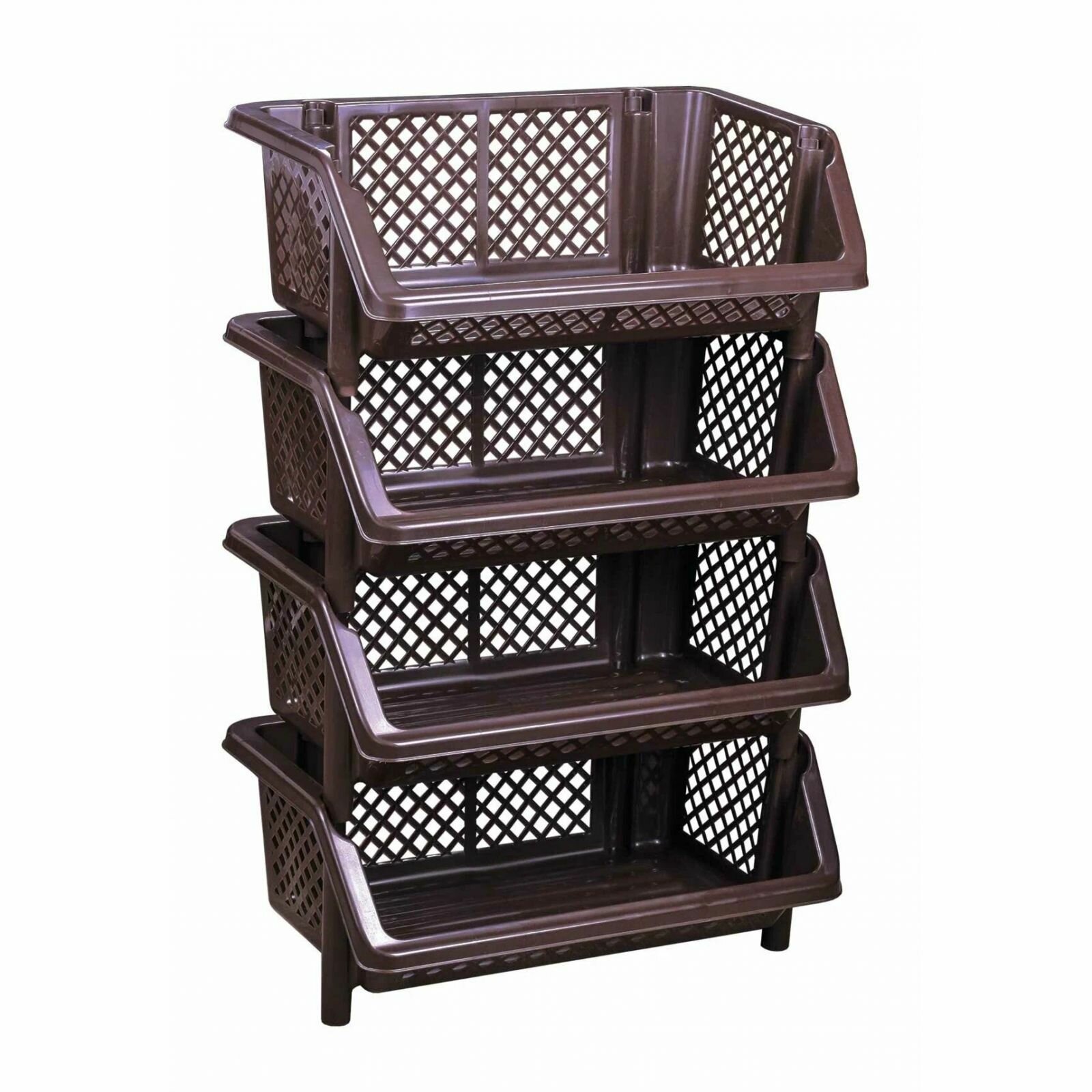 Этажерка Альтернатива Универсал, пластиковая 4 секции, для мелкогабаритных вещей, коричневая