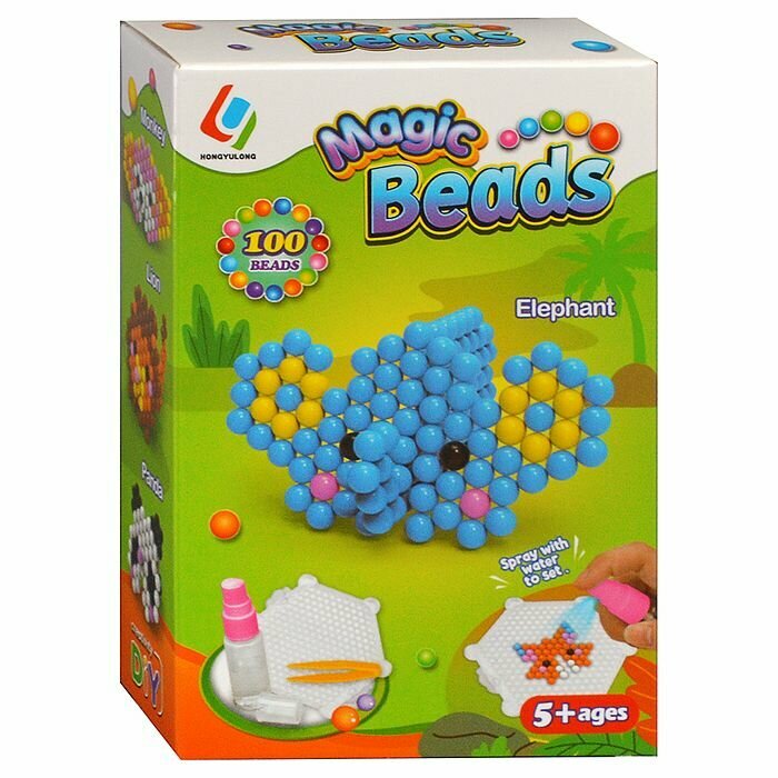 Мозайка Oubaoloon "Слоник", основа 10.5х9 см, более 100 бусин