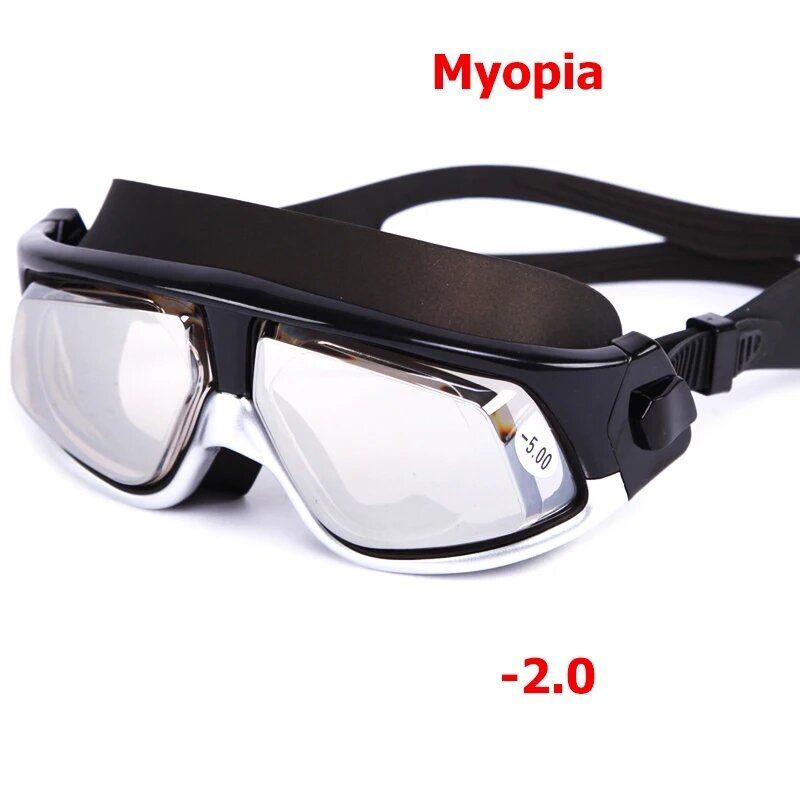 WHALE Очки для плавания с диоптриями для близоруких Черный, Bk Silver-200