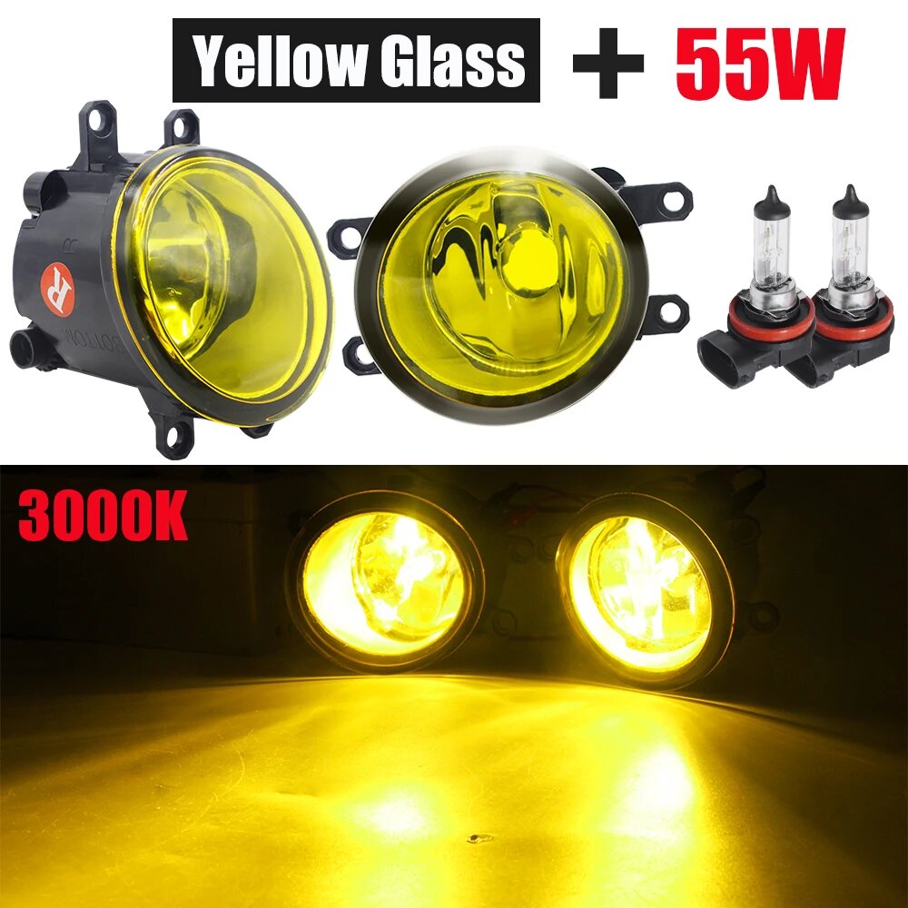 2 X Галогенные Противотуманные фары для переднего бампера автомобиля, противотуманные фары 12 В для Toyota Highlander 4runner Yaris Urban Cruiser Matrix Solara RAV4 Avalon 55W Yellow