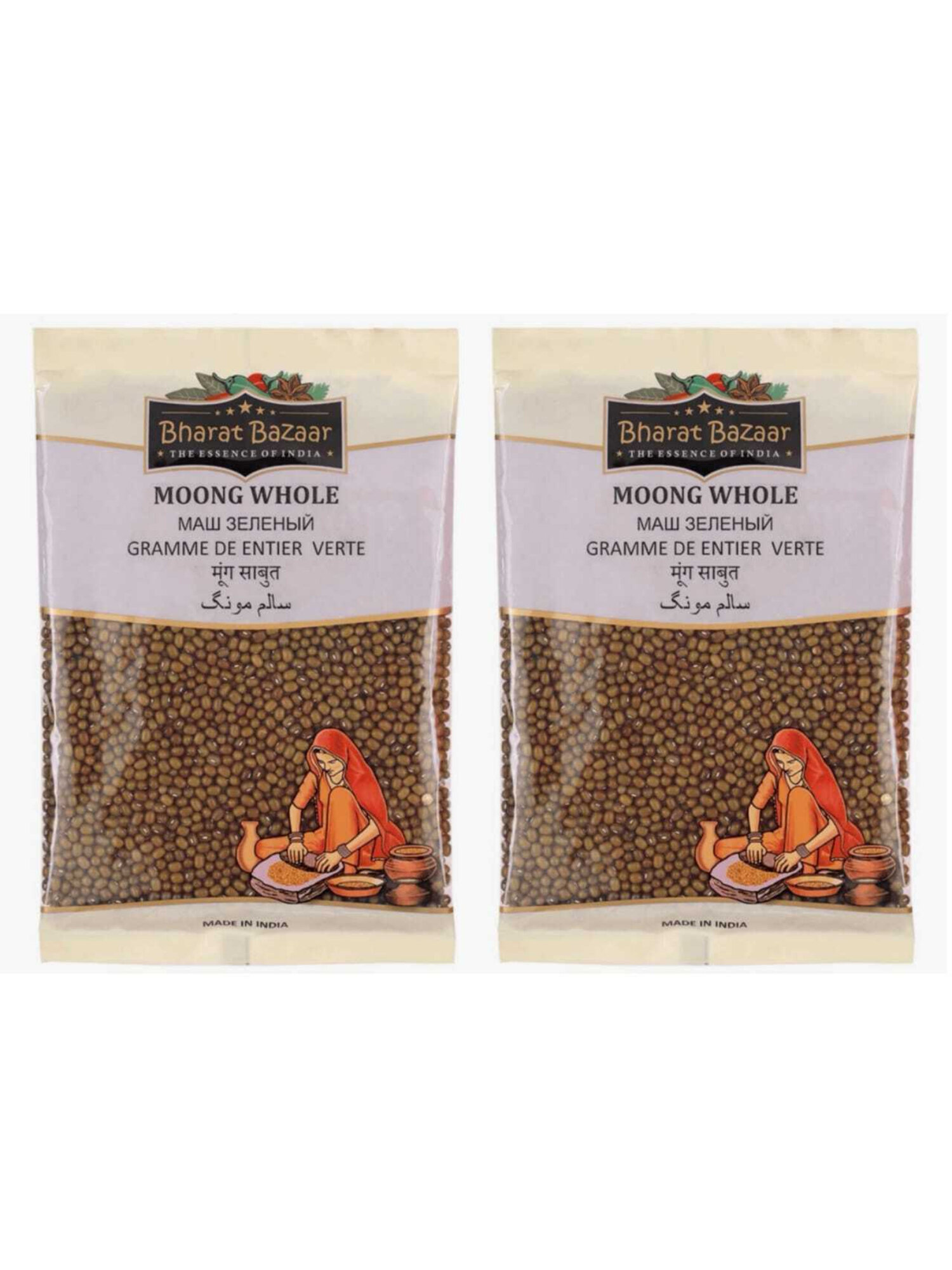 Маш Bharat Bazaar зеленый целый Moong Whole 500 г, 2 шт