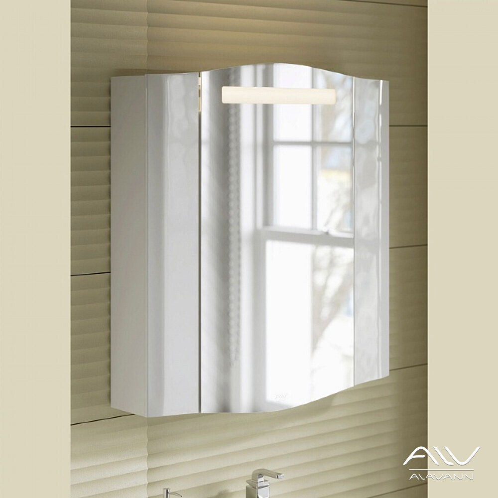 Зеркальный шкаф Alavann Silvia 70 см, с подсветкой, белый