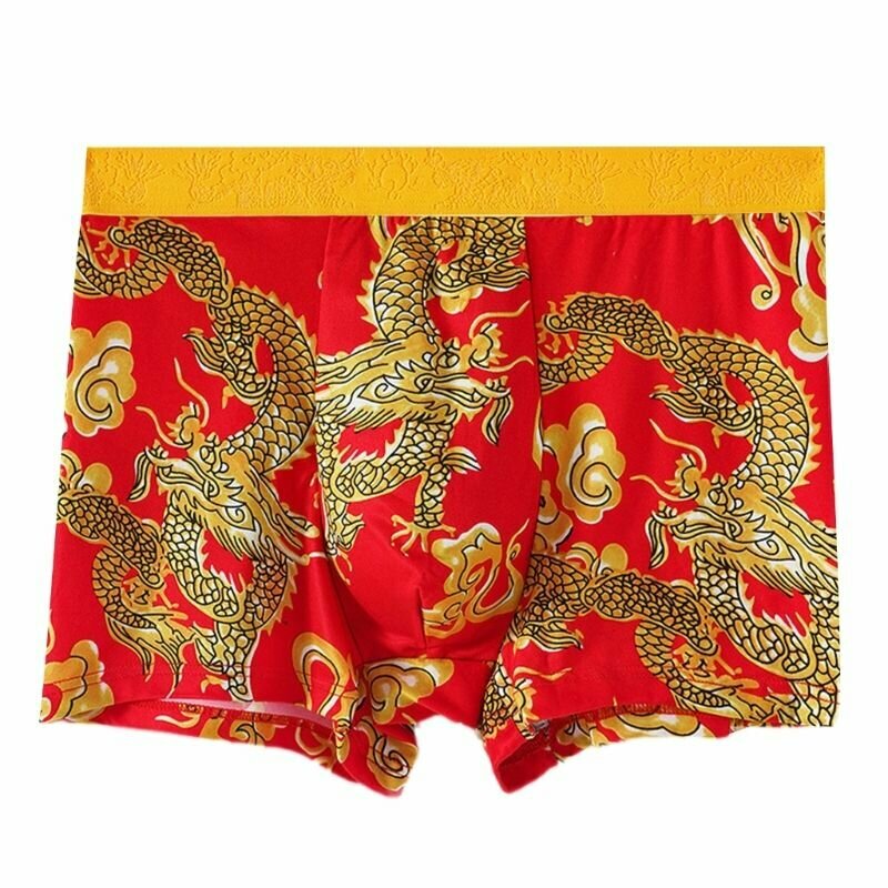Мужские боксеры с драконом, красный - XL