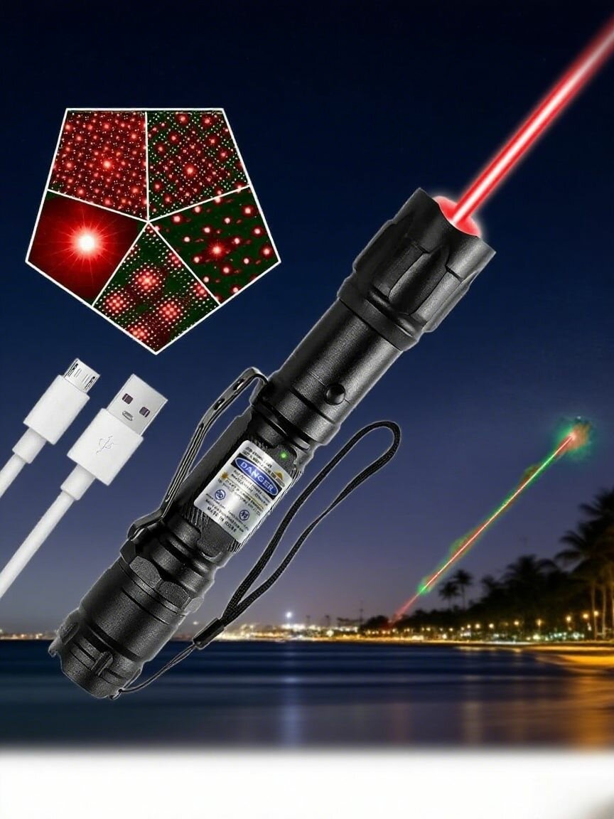 Мощный зеленый лазерный фонарик, перезаряжаемый мощный дальний лазерный луч, подходит для демонстрации астрономии на открытом воздухе, в кемпинге