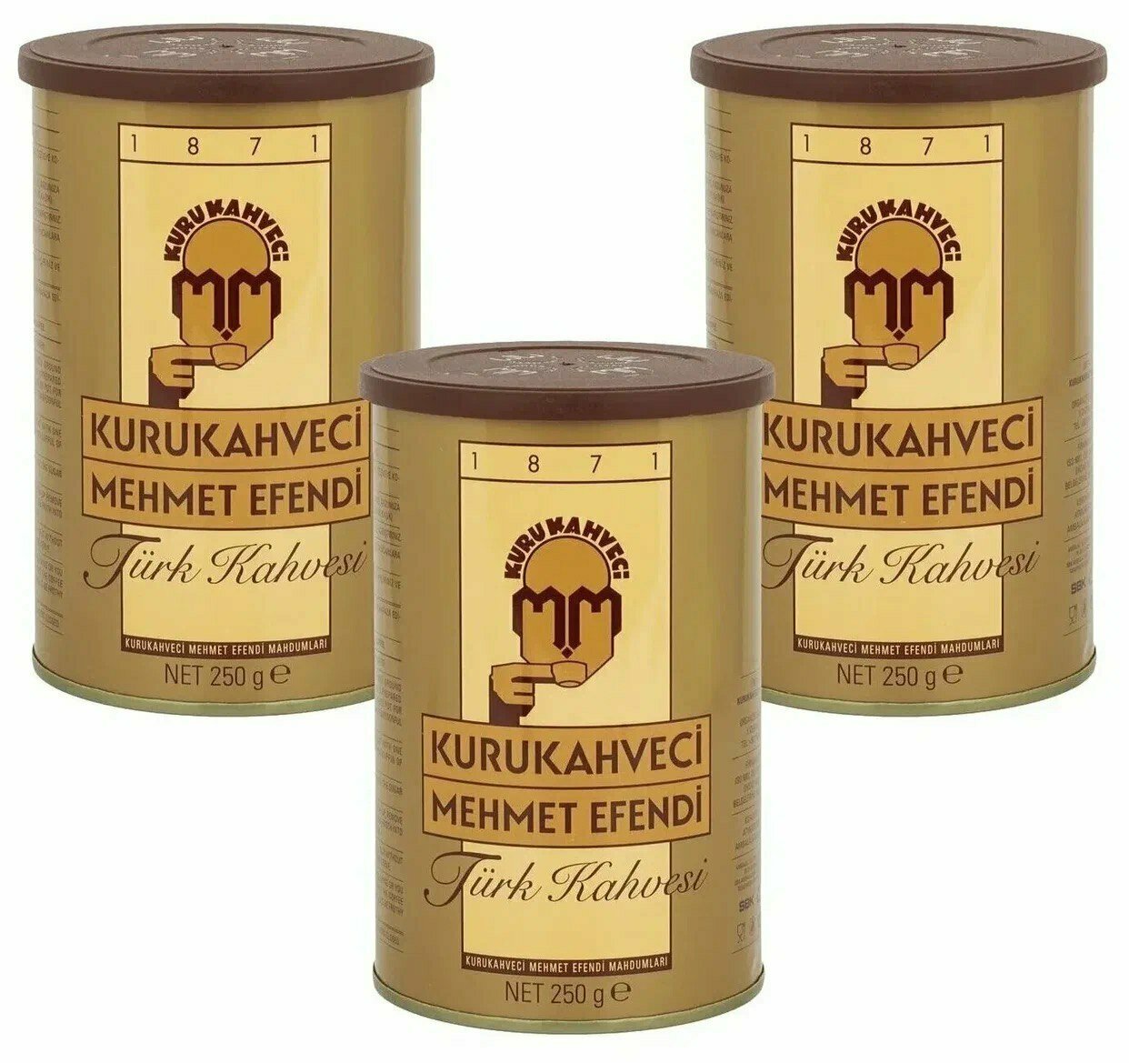 Кофе молотый Kurukahveci Mehmet Efendi жестяная банка 250 гр 3 шт