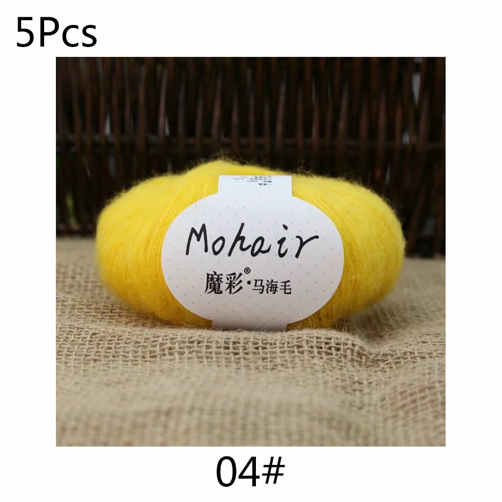 5 рулонов, 25 г/рулон, мягкая тонкая пряжа из ангольского мохера, шерсть, ручное вязание крючком