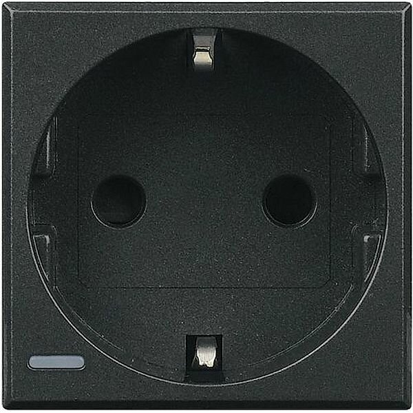 Розетка Bticino HS4141 Axolute с заземлением и шторками, 2 модуля (антрацит)
