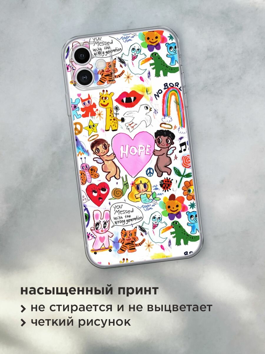 Чехол на Apple iPhone 11 / Айфон 11 с принтом "Милые рисунки" — фото 1