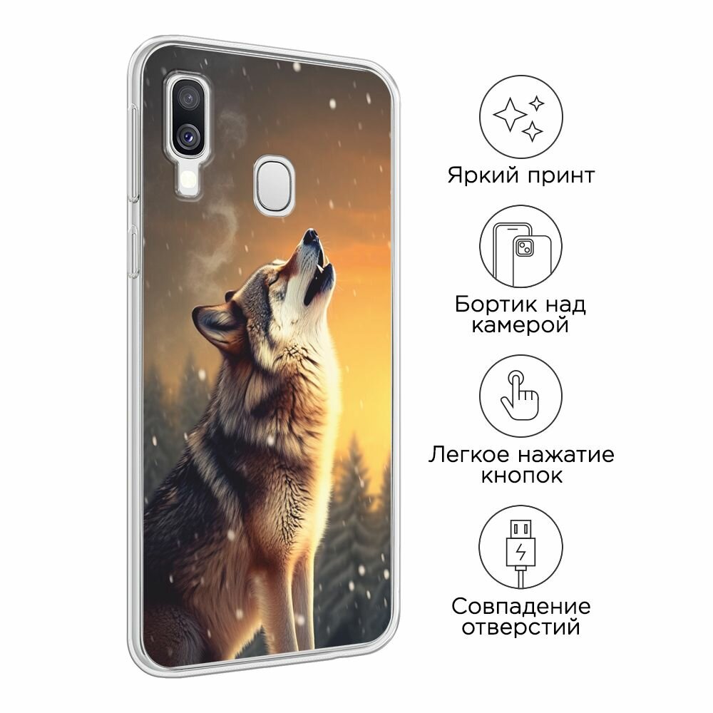 Чехол на Samsung Galaxy A40 / Самсунг Галакси А40 с принтом "Воющий волк" — фото 1